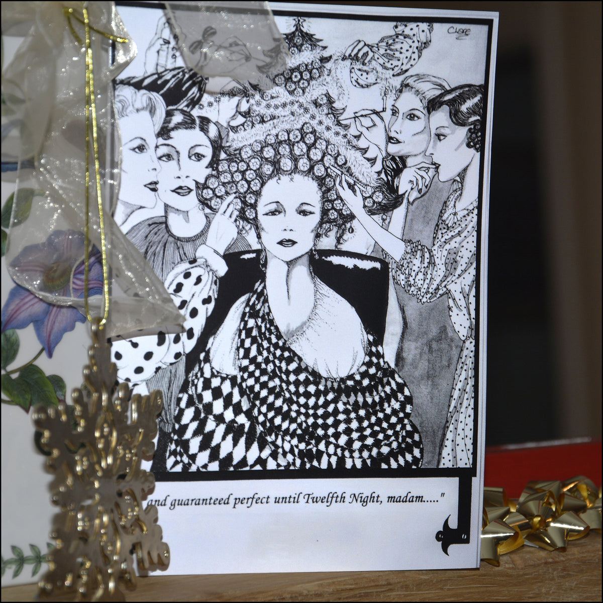 4 Pack Twelfth Night Christmas Cards for Elegant Hairdressers, 1920s ...