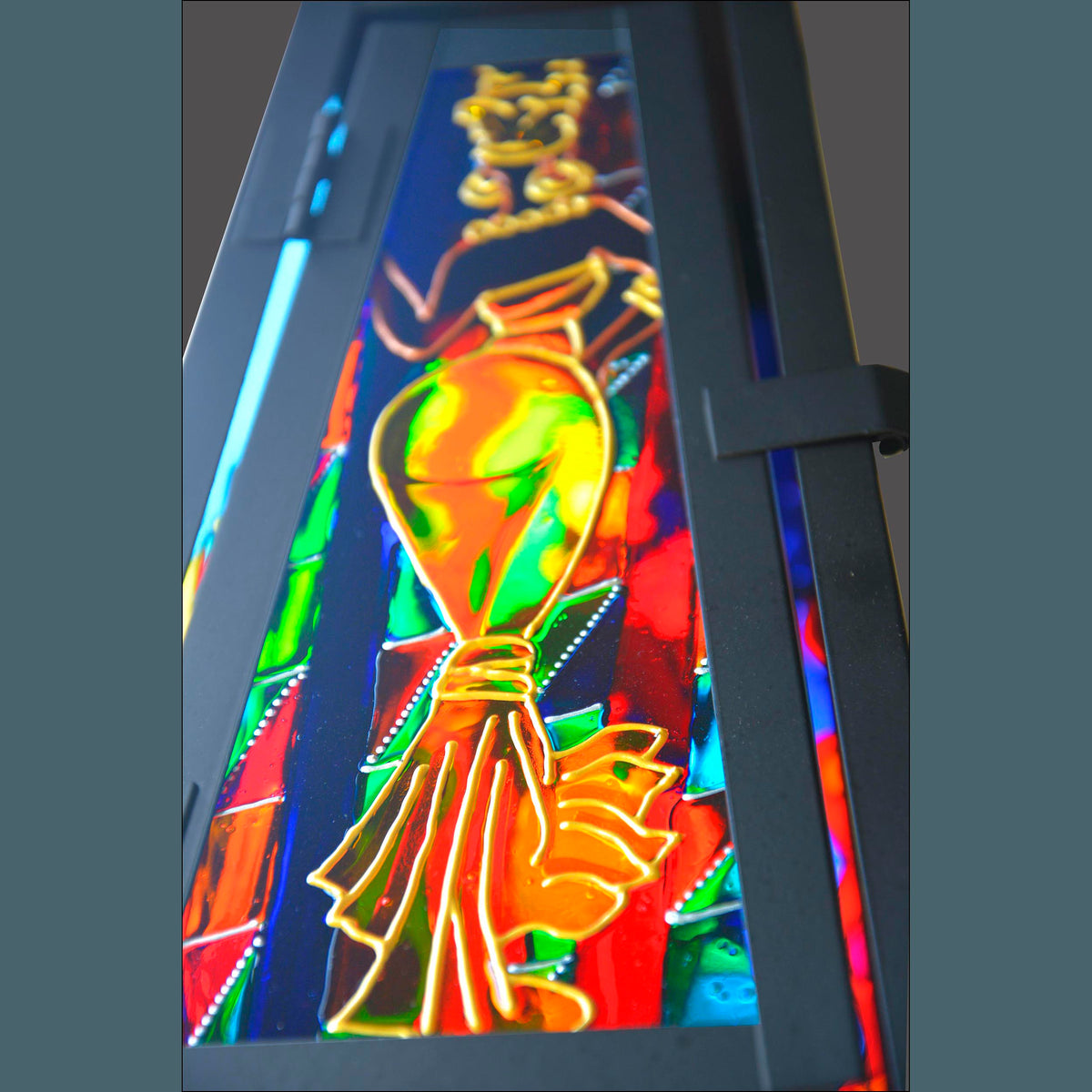 African Dancers Ankara Candle Lantern, Stained Glass Tribal Art Decor ...