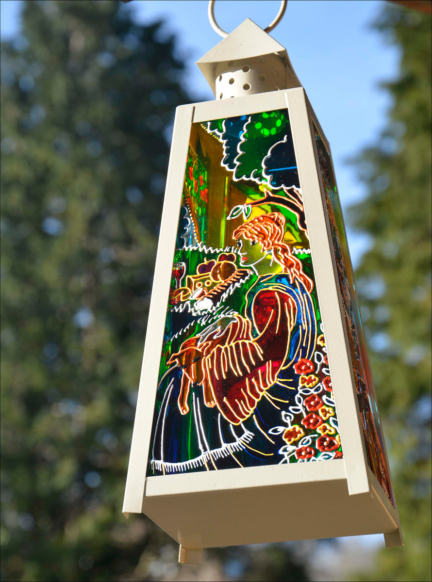 Pre-Raphaelite Women Stained Glass Candle Lantern, Sunny Ornament Gift ...