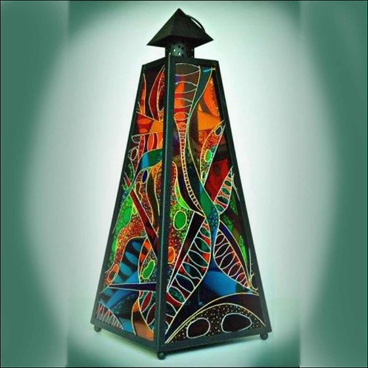 Multi Colour Glass Abstract Art Hanging Garden Lantern & Sun Catcher ...
