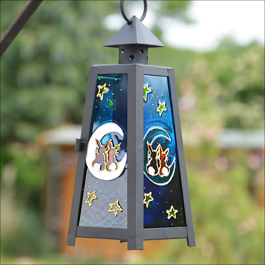 Rabbit Lover Lantern- Cute Bunny Couple Suncatcher - Moon & Stars Gift ...